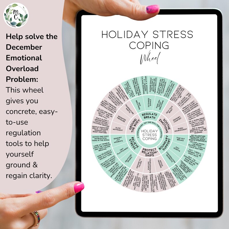 Holiday Stress Coping Wheel Printable | Quick Calm Strategies for ...