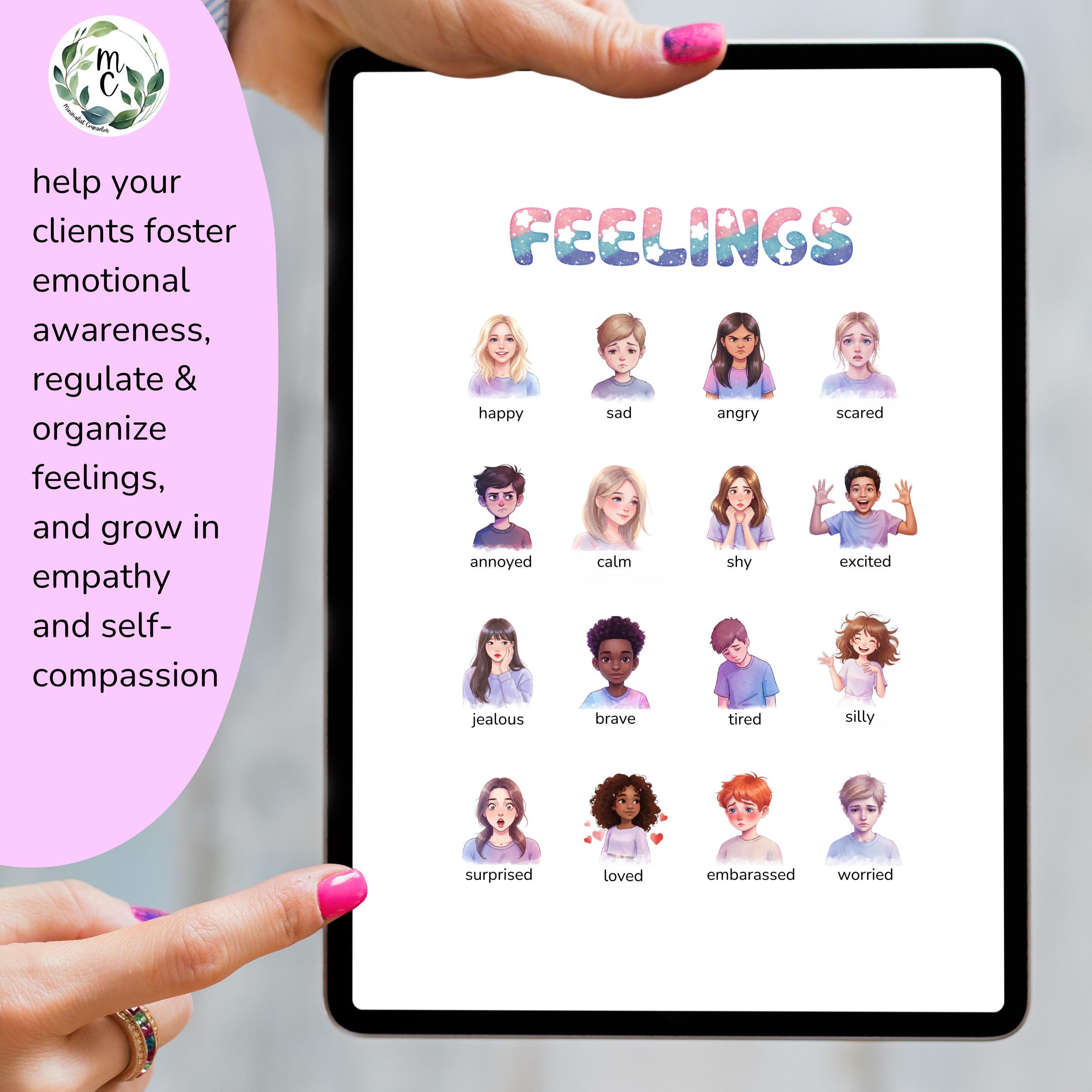 Feelings Chart Poster: Watercolor Emotions, SEL Classroom Decor ...