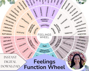 Feelings Wheel Rainbow, Emotions Poster, Zones of Regulation, Mental ...