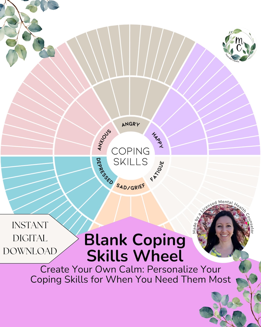 Blank Coping Skills Wheel Customizable Tool for Personal Use ...