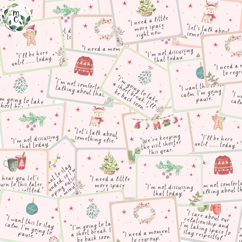 Holiday Boundary Phrase Cards | Gentle Scripts for Family Gatherings ...