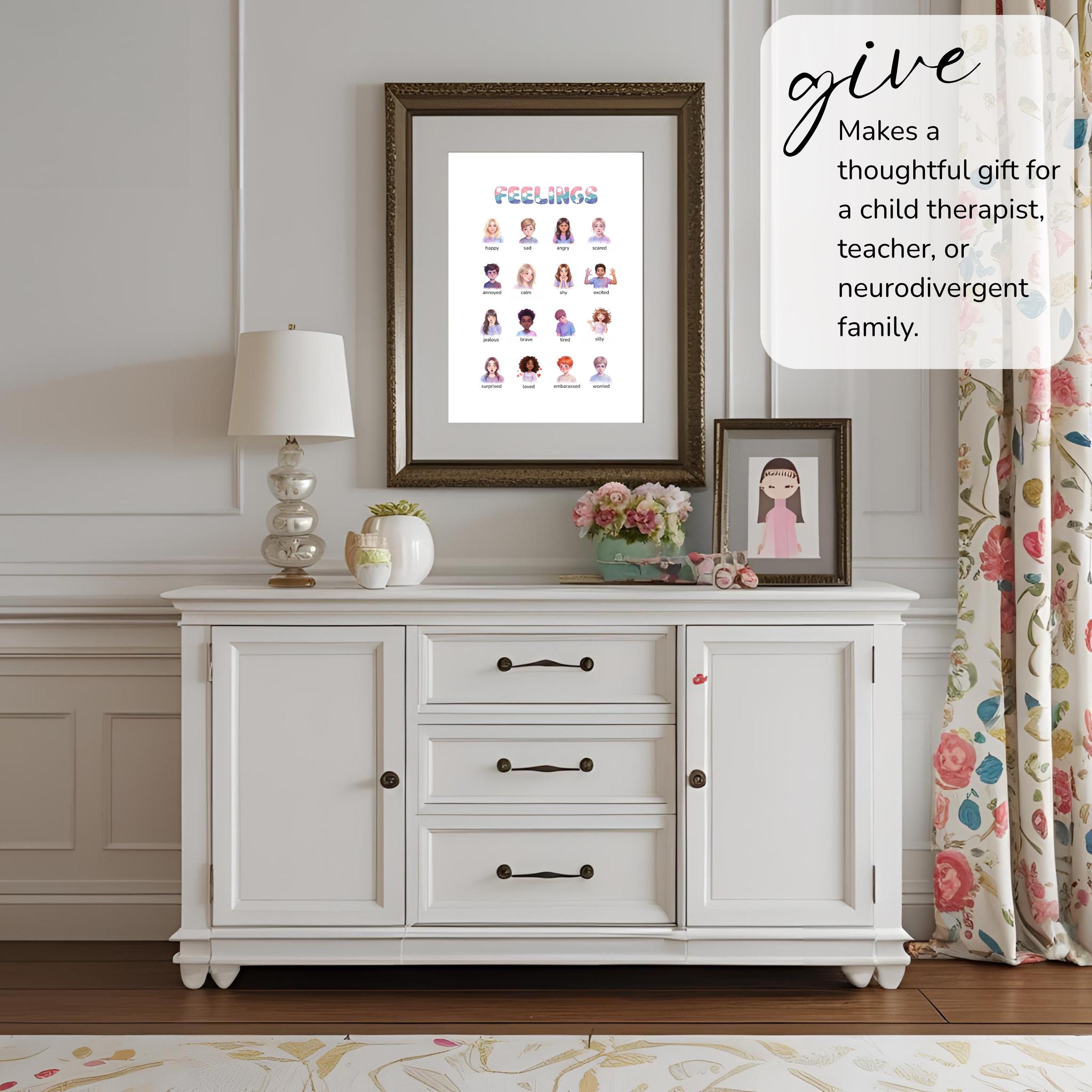 Feelings Chart Poster: Watercolor Emotions, SEL Classroom Decor ...