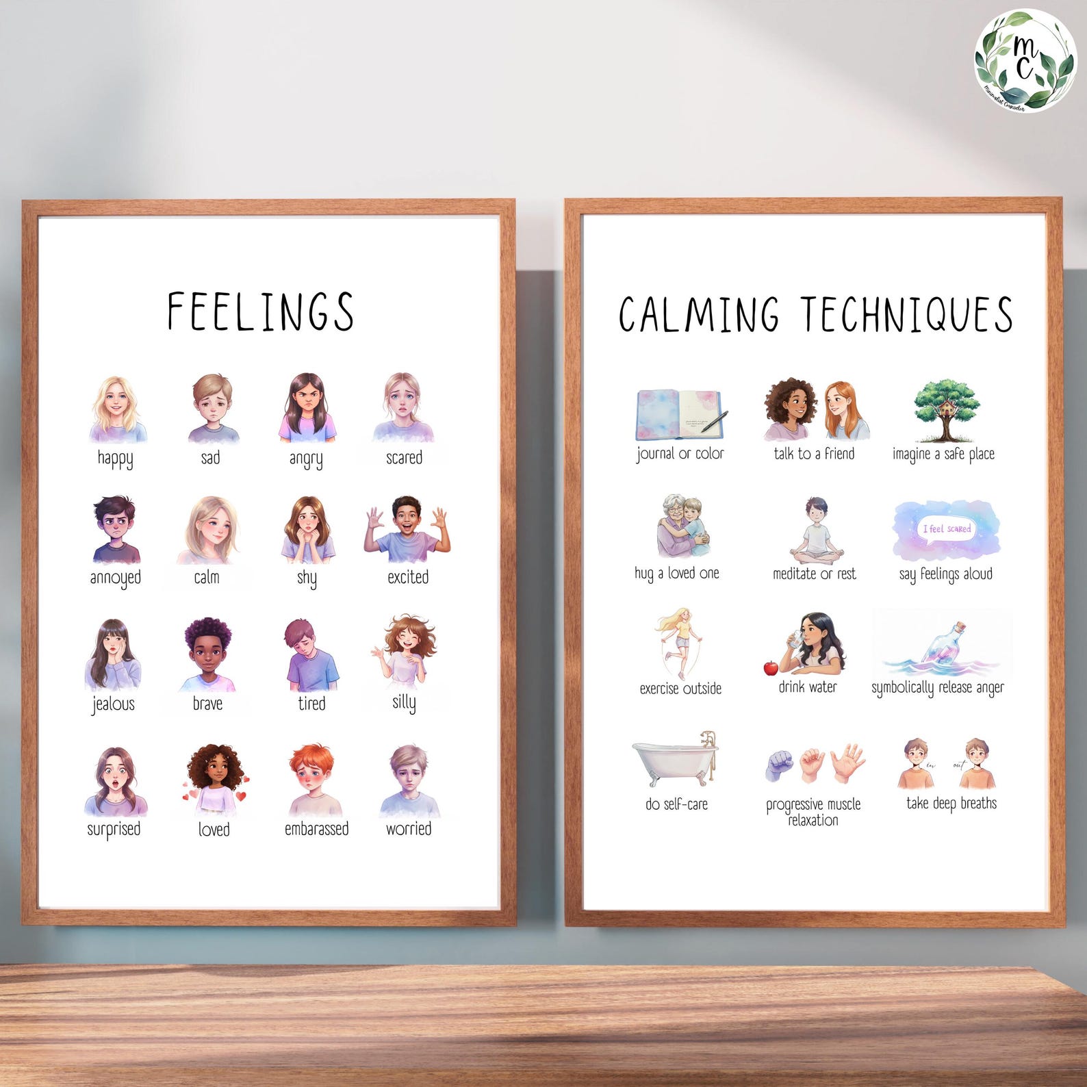 Feelings & Calming Techniques Poster Set: Kids' Emotional Regulation ...