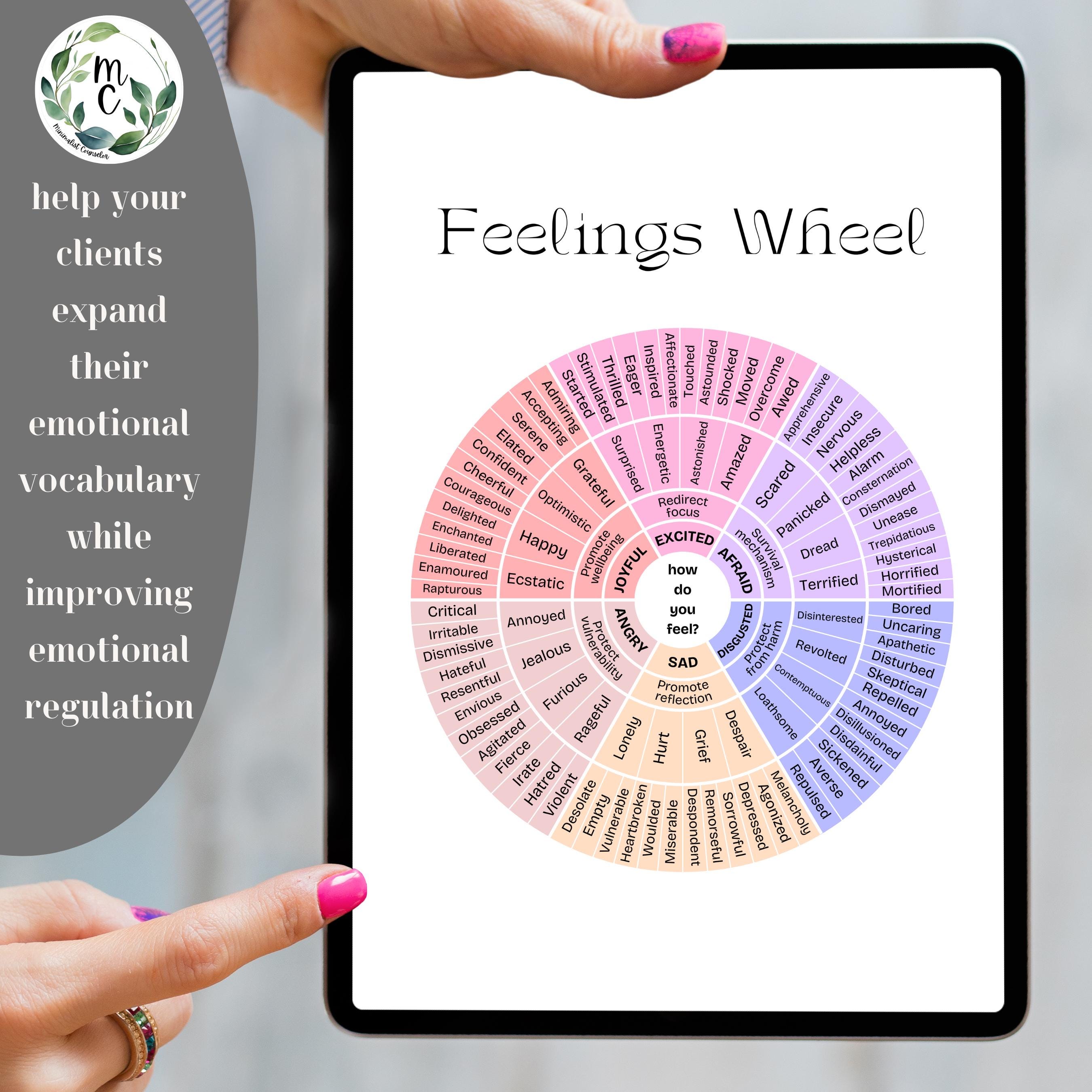 Feelings Wheel Poster: 102 Emotions, Help Understand the Function of ...