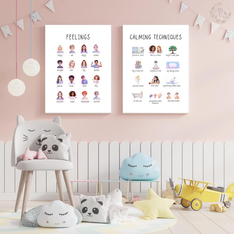 Feelings & Calming Techniques Poster Set: Kids' Emotional Regulation ...