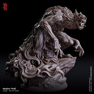 Dnd Shadow Wolf Monster Miniature Large Dnd Wolf Monster Werewolf ...