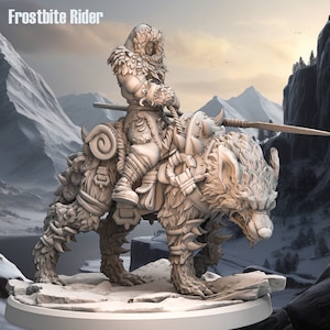 Frostbite Wolf Rider Mounted Miniature | 32mm Scale Tabletop Gaming Dnd ...