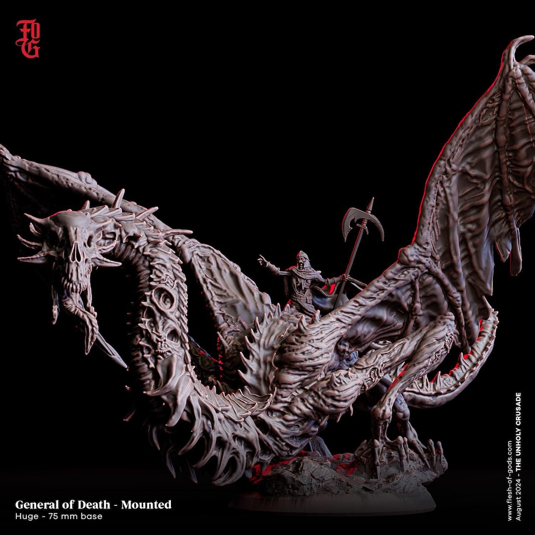 Dragon of Death With General Rider Miniature Undead Skeleton Monster ...