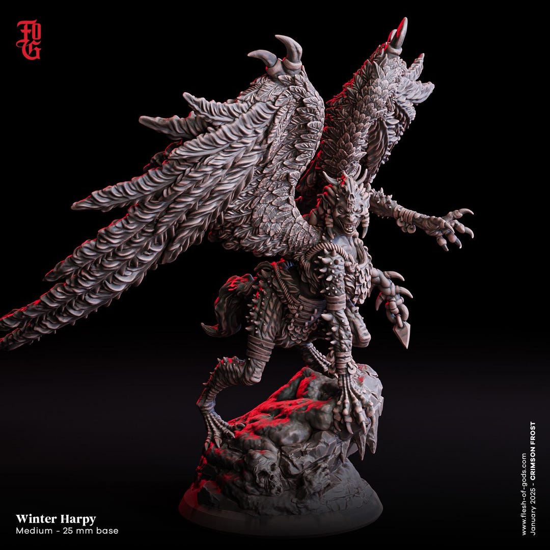 Winter Harpy Miniature Bird Monster Miniature Hybrid Bird Figurine ...
