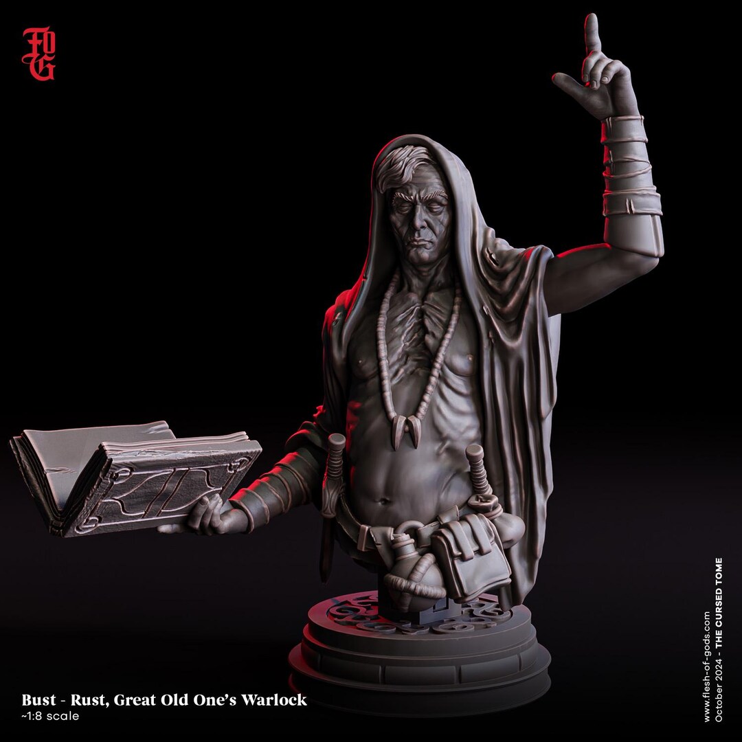 Great Old Ones Warlock Resin Bust Statue 32mm or 75mm Scale Undead ...
