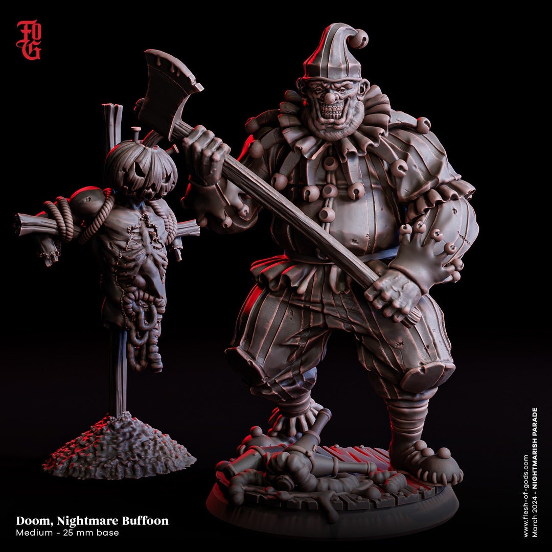 Jester Nightmare Buffoon Miniature Monster Miniature | 32mm Scale and ...