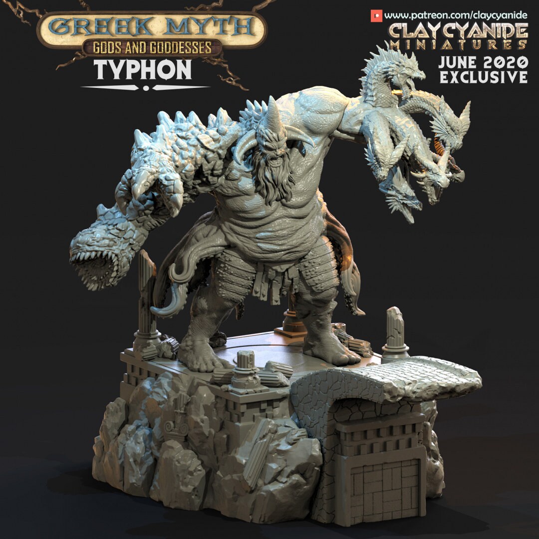 Typhon Sea Serpent Monster Miniature Clay Cyanide Greek Myth Tabletop ...