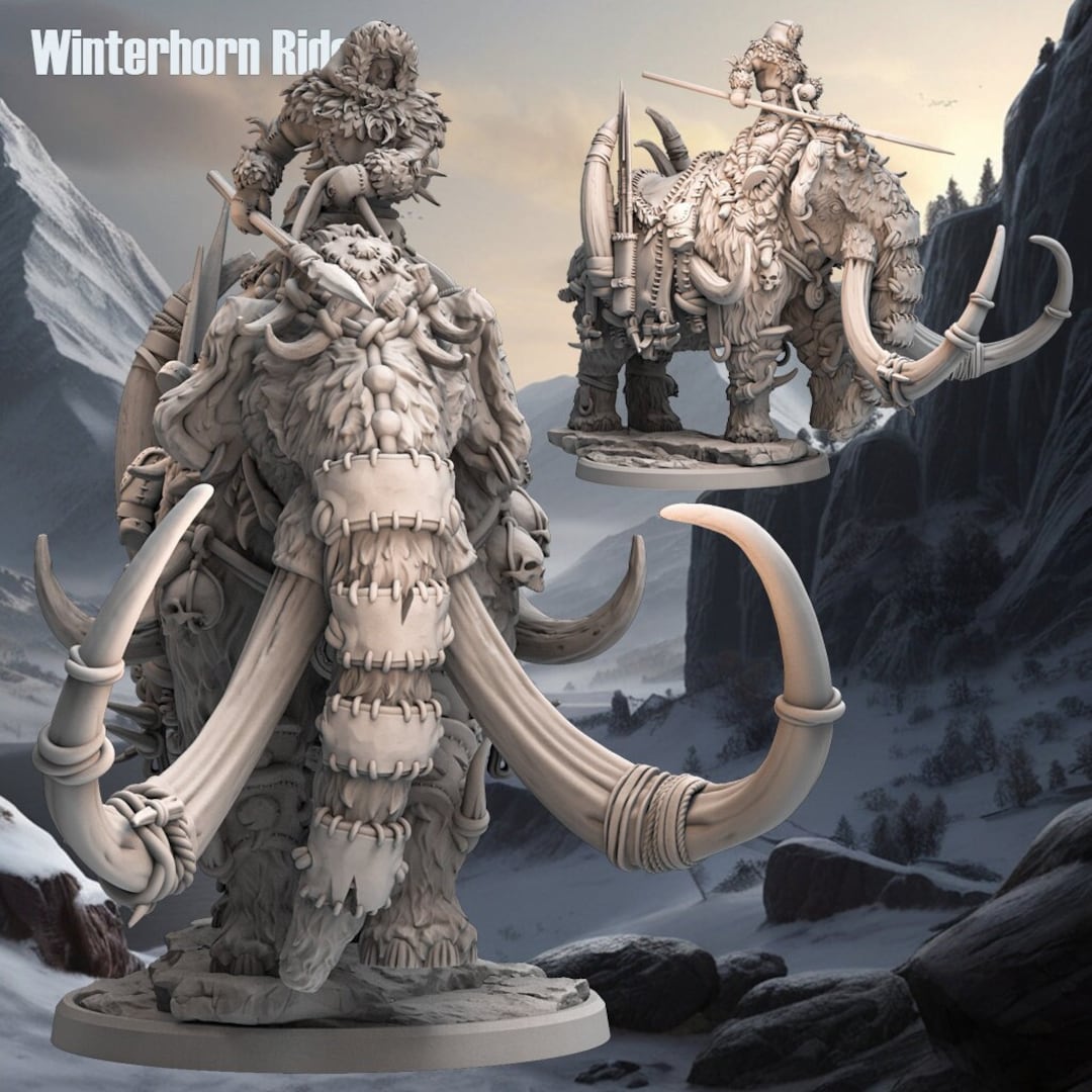 Dnd Mammoth Mounted Rider Tundra Miniature | 32mm Scale Tabletop Gaming ...
