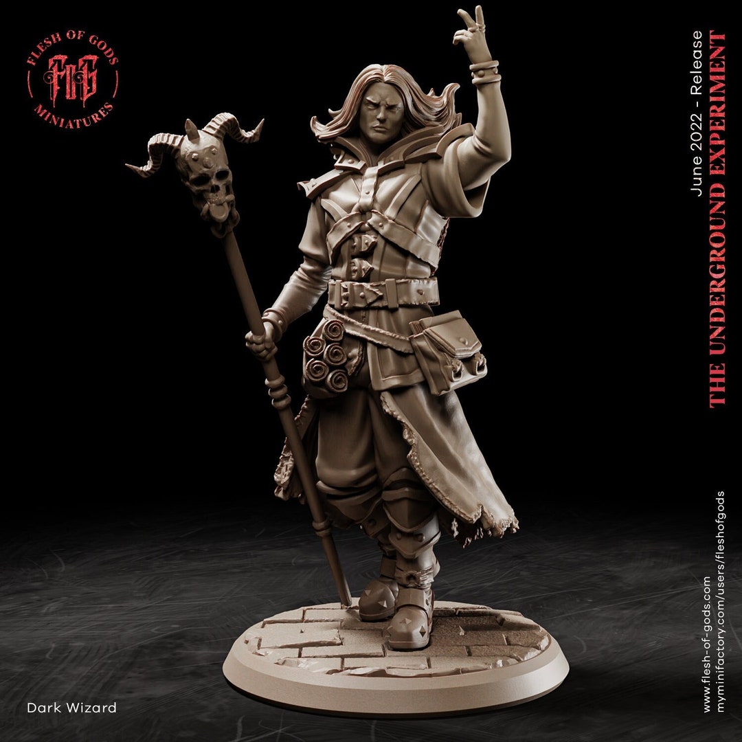 Dark Wizard Miniature Male Human Mage Mini Magic | 32mm Scale | Dnd ...