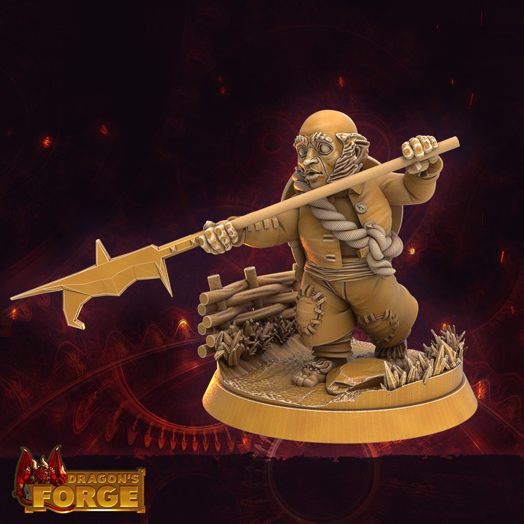 Male Halfling Miniature With Spear - 8 Poses - 32mm Scale Tabletop ...