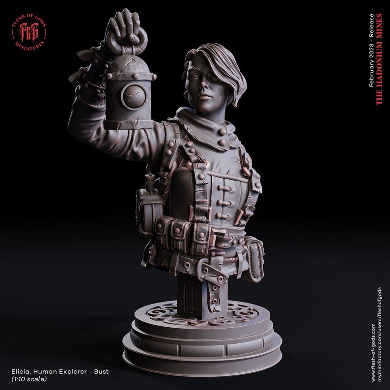 Female Human Explorer Miniature | 32mm Scale 75mm Scale Bust Dnd ...