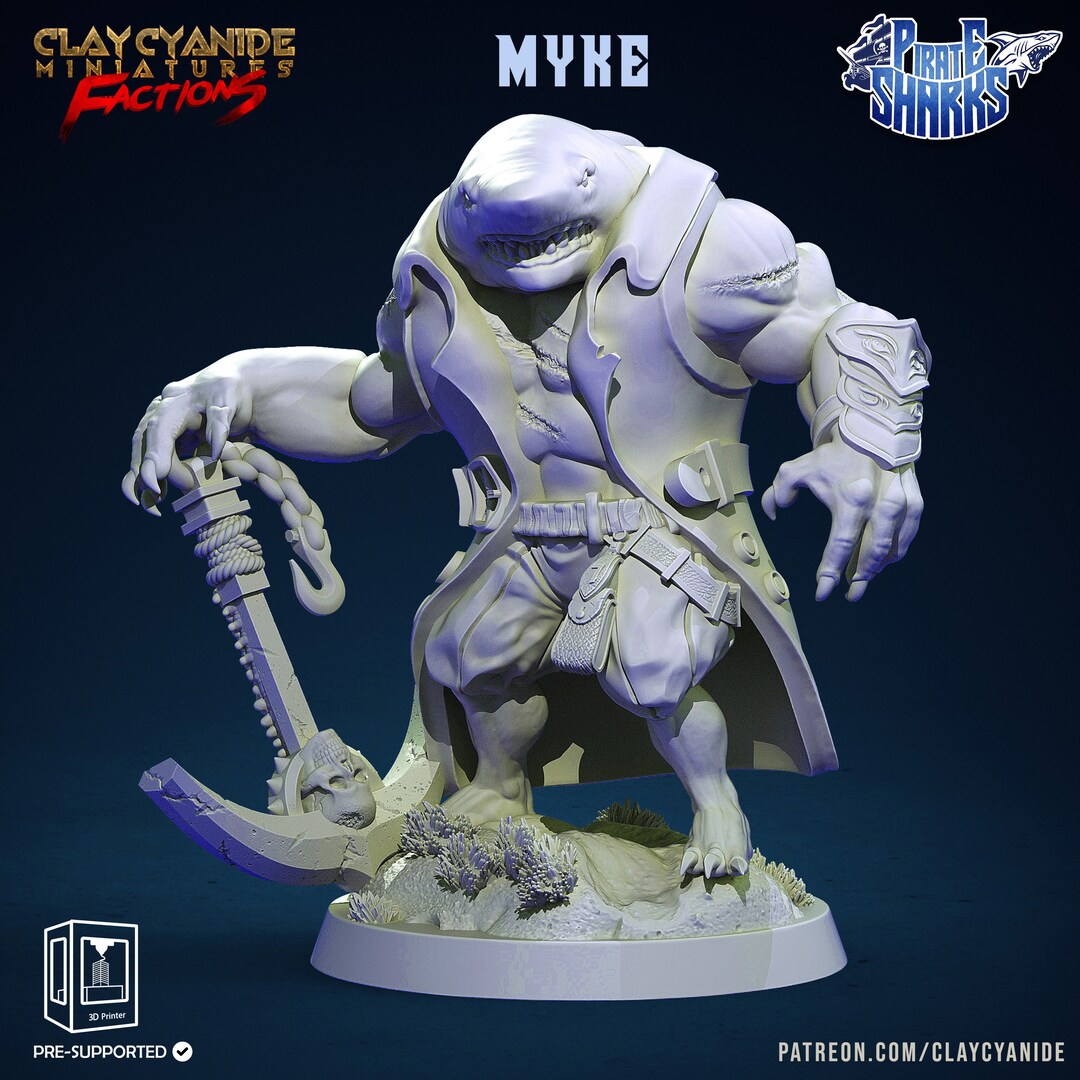 Shark Miniature Myke Sharkin Pirate Sharks Tabletop Gaming Dnd ...