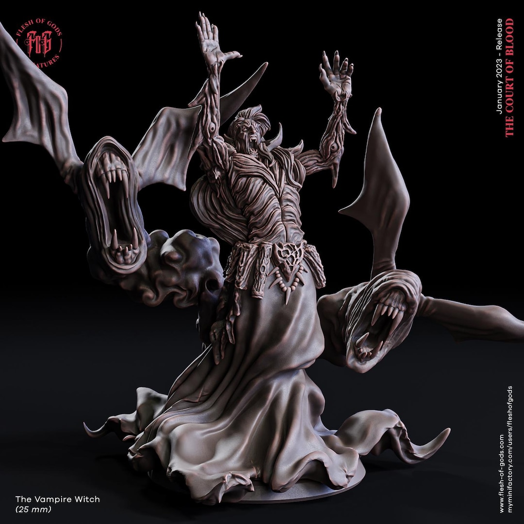 Witch Vampire Miniature With Bat Companions Monster Miniature Witch ...