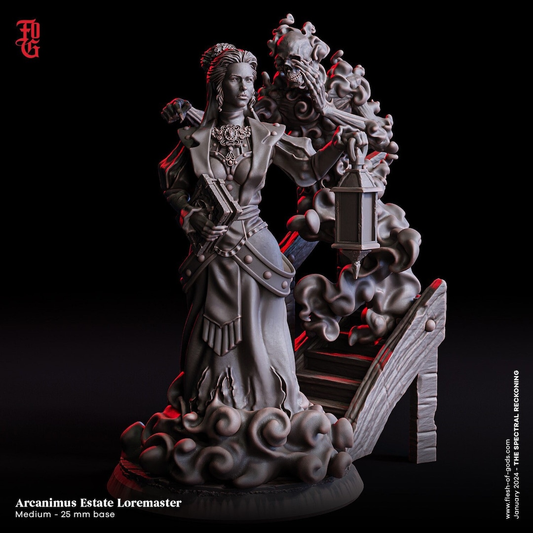 Ethereal Female Miniature Arcanimus Estate Loremaster NPC | 32mm or ...