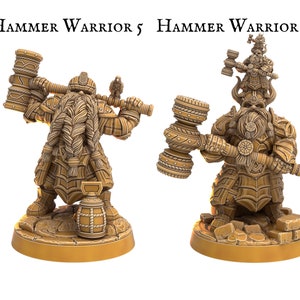 Dwarf Warrior Miniature Armored Hammer Dragons Forge 28mm Scale Dnd Miniature Dungeons and ...