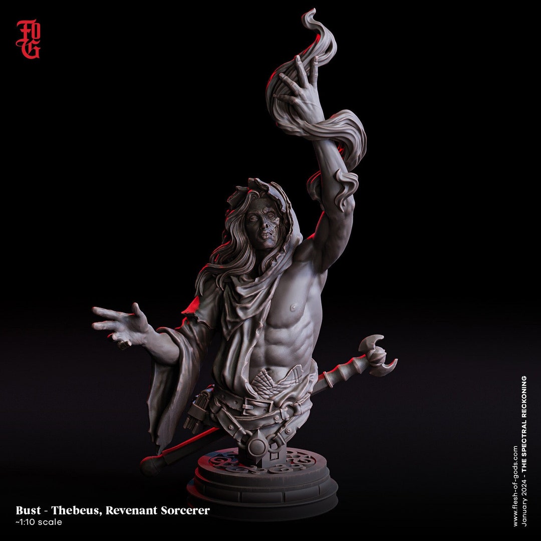 Revenant Sorcerer Bust Wizard Statue Dnd Decor Sorcery Resin 32mm 75mm ...