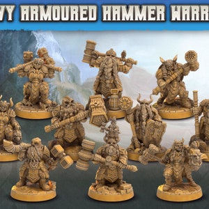Dwarf Warrior Miniature Armored Hammer | Dragons Forge | 28mm Scale ...