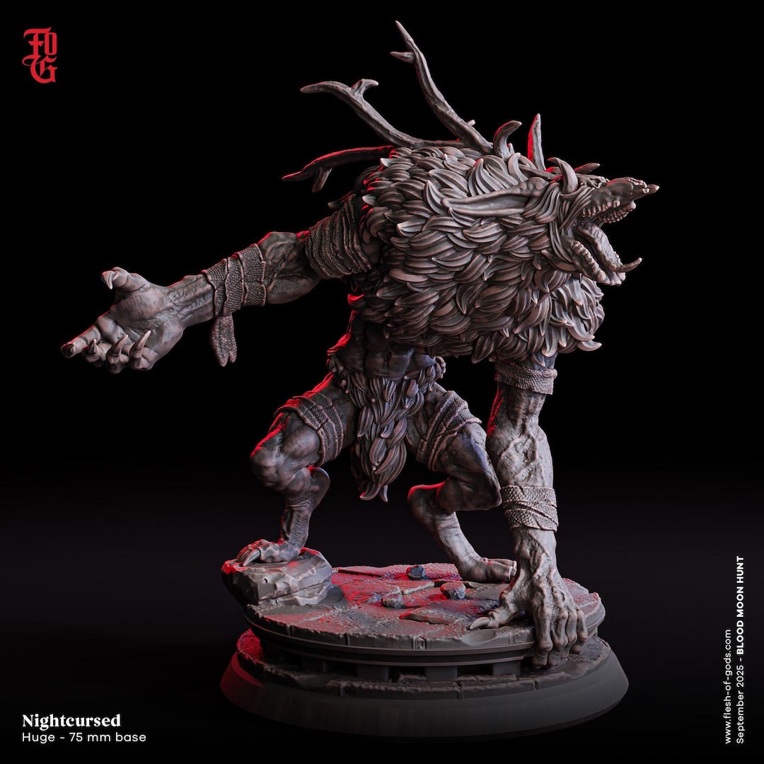 Nightcursed Huge Werewolf Miniature Hybrid Wolf Figurine Monster Figure ...