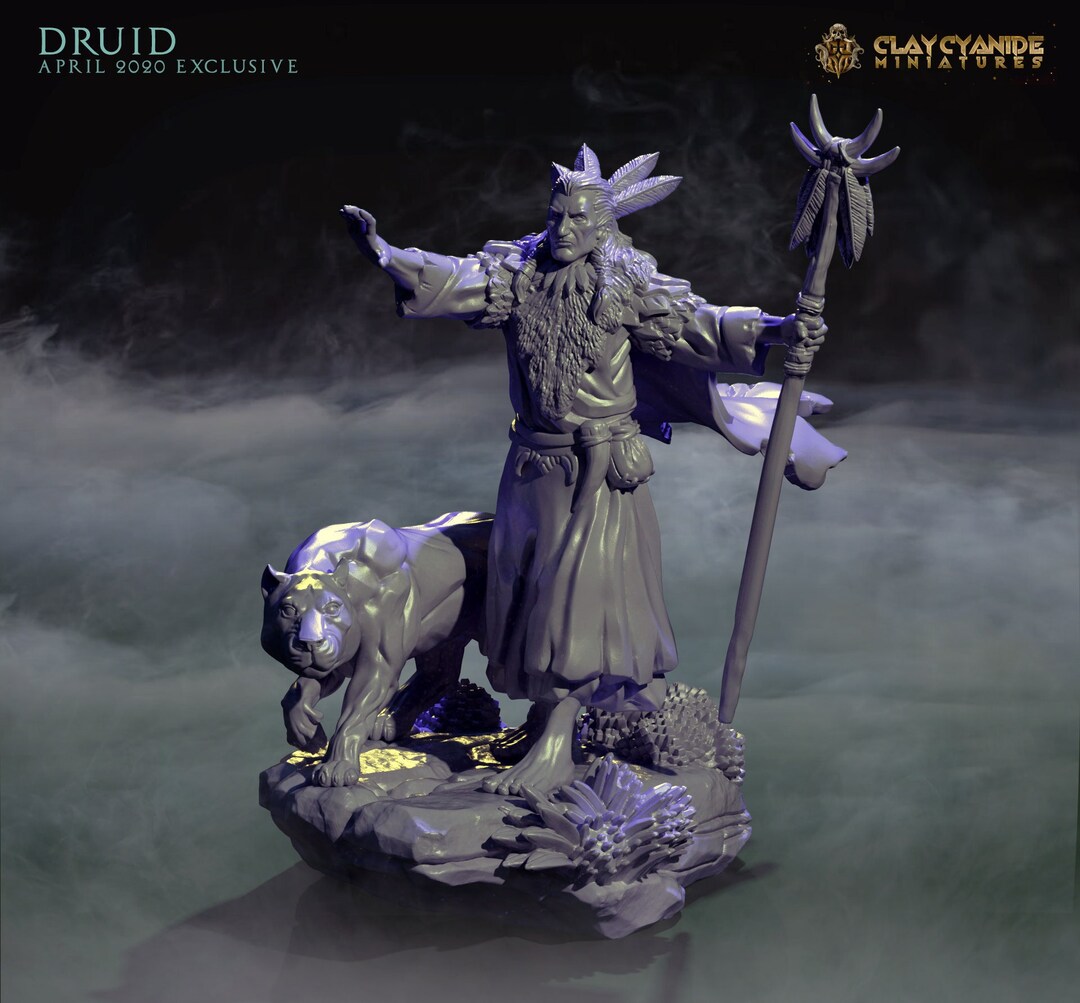 Druid Miniature Druid Figure Magic Miniature 32mm Scale Clay Cyanide ...