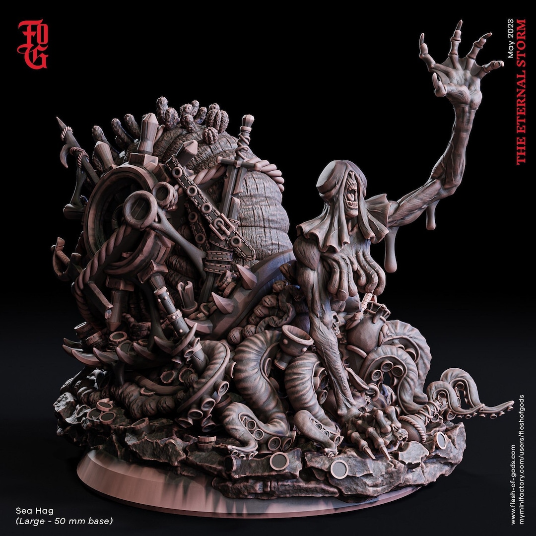 Sea Hag Miniature Undead Miniature | 50mm Base | Dnd Miniature Dungeons ...