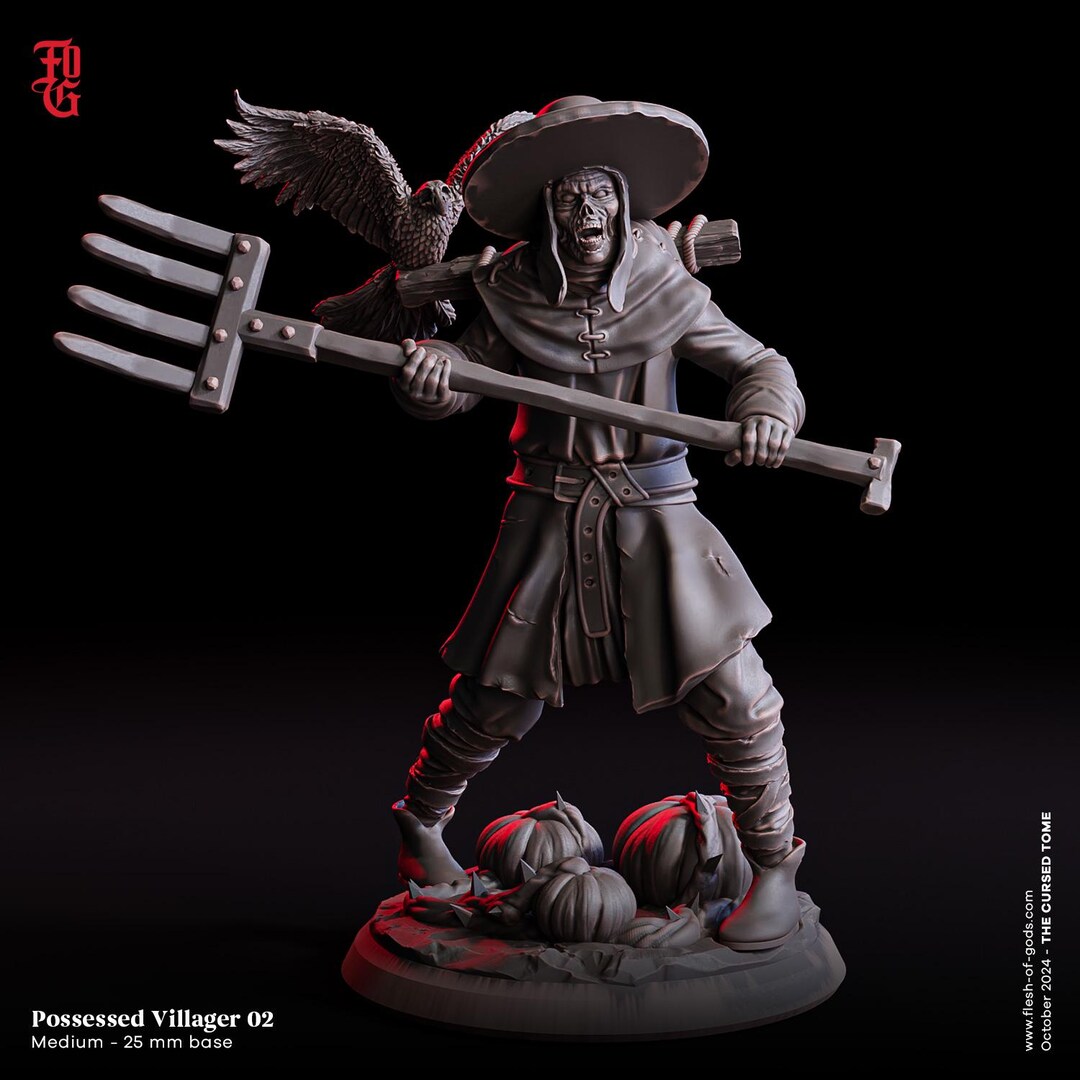Undead Farmer Miniature Dnd Possessed Monster Figurine | 25mm Base 32mm ...