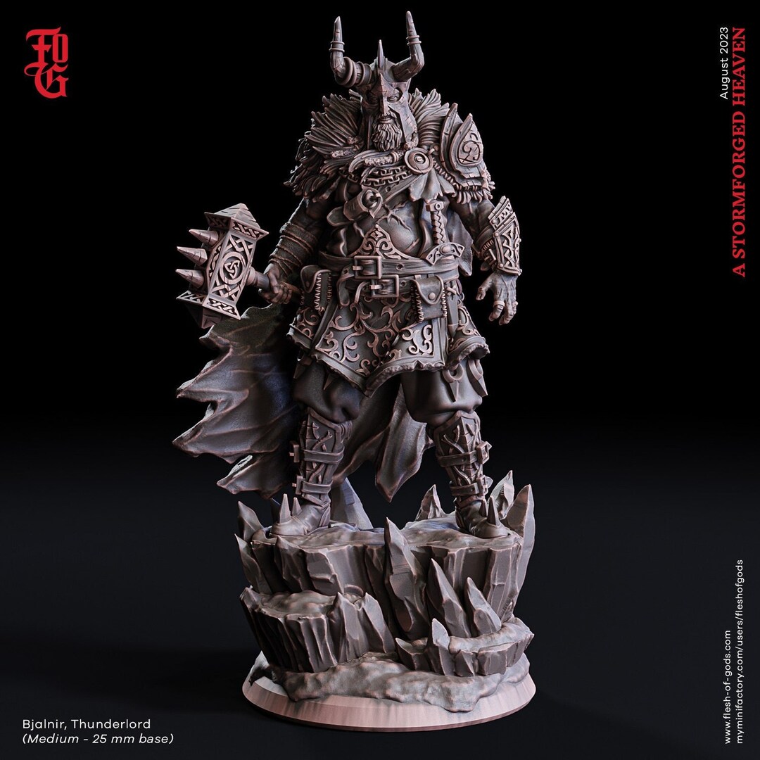 Dnd Viking Miniature Thunderlord Norse God Miniature | 32mm 75mm and ...