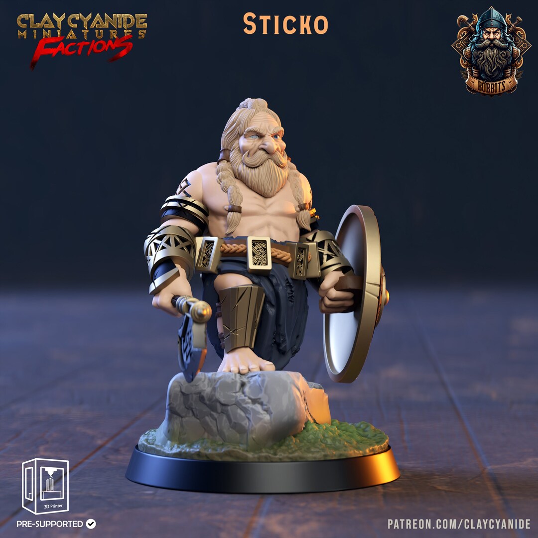 Warrior Dwarf Miniature Clay Cyanide the Bobbits Dnd Miniature Dungeons ...