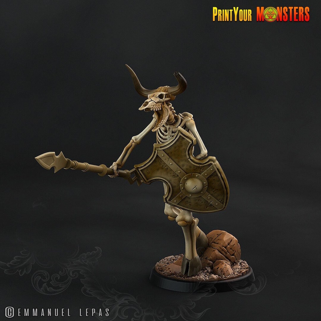 Lance and Shield Skeletal Minotaur Miniatures Print Your Monsters Dnd ...