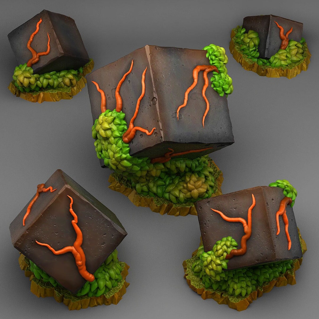 Corrupted Rock Terrain Miniatures Stone Wargaming Terrain | 28mm or ...