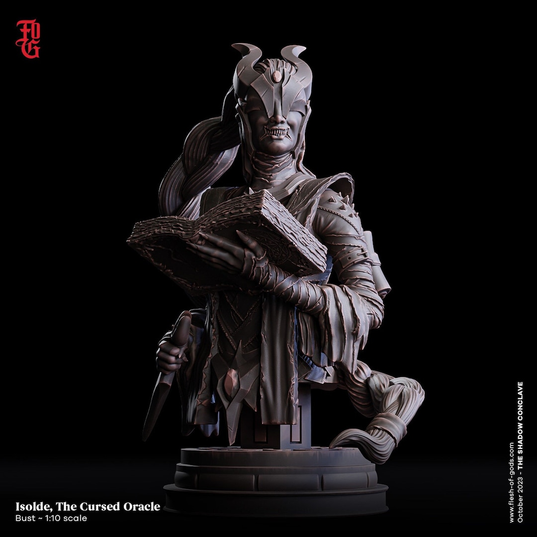 Cursed Oracle Bust Statue Prophet NPC Miniature NPC 32mm Scale 75mm ...