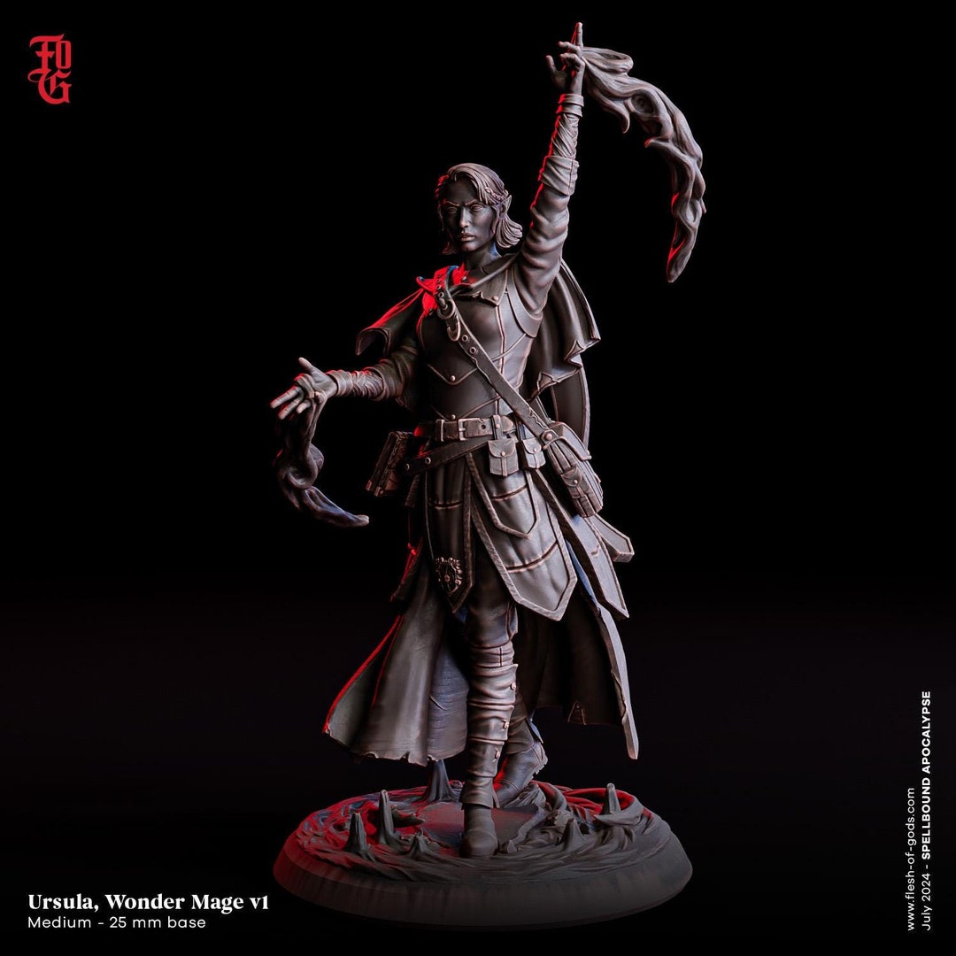 Female Elf Wizard Miniature Mage Spellcaster Figurine | 32mm Scale 75mm ...