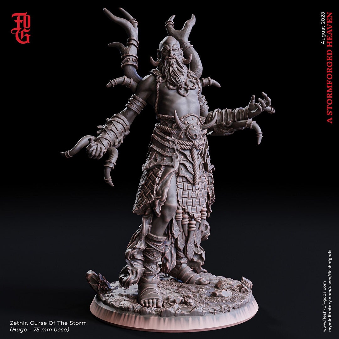 Dnd Viking Storm God Miniature Huge Boss Monster Miniature 75mm Base ...