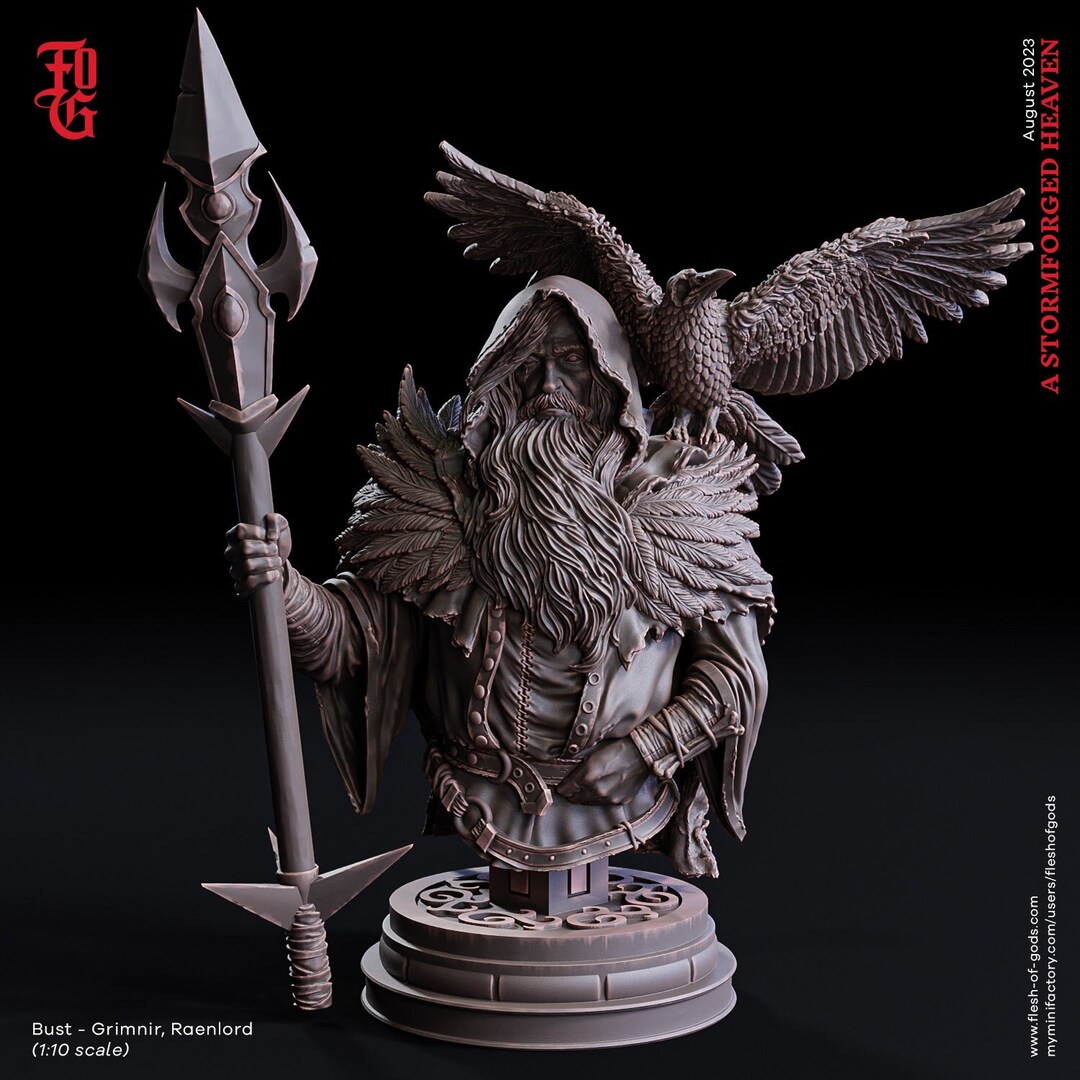Dnd Norse Bust Resin Statue Viking Miniature Ravenlord Viking Druid ...