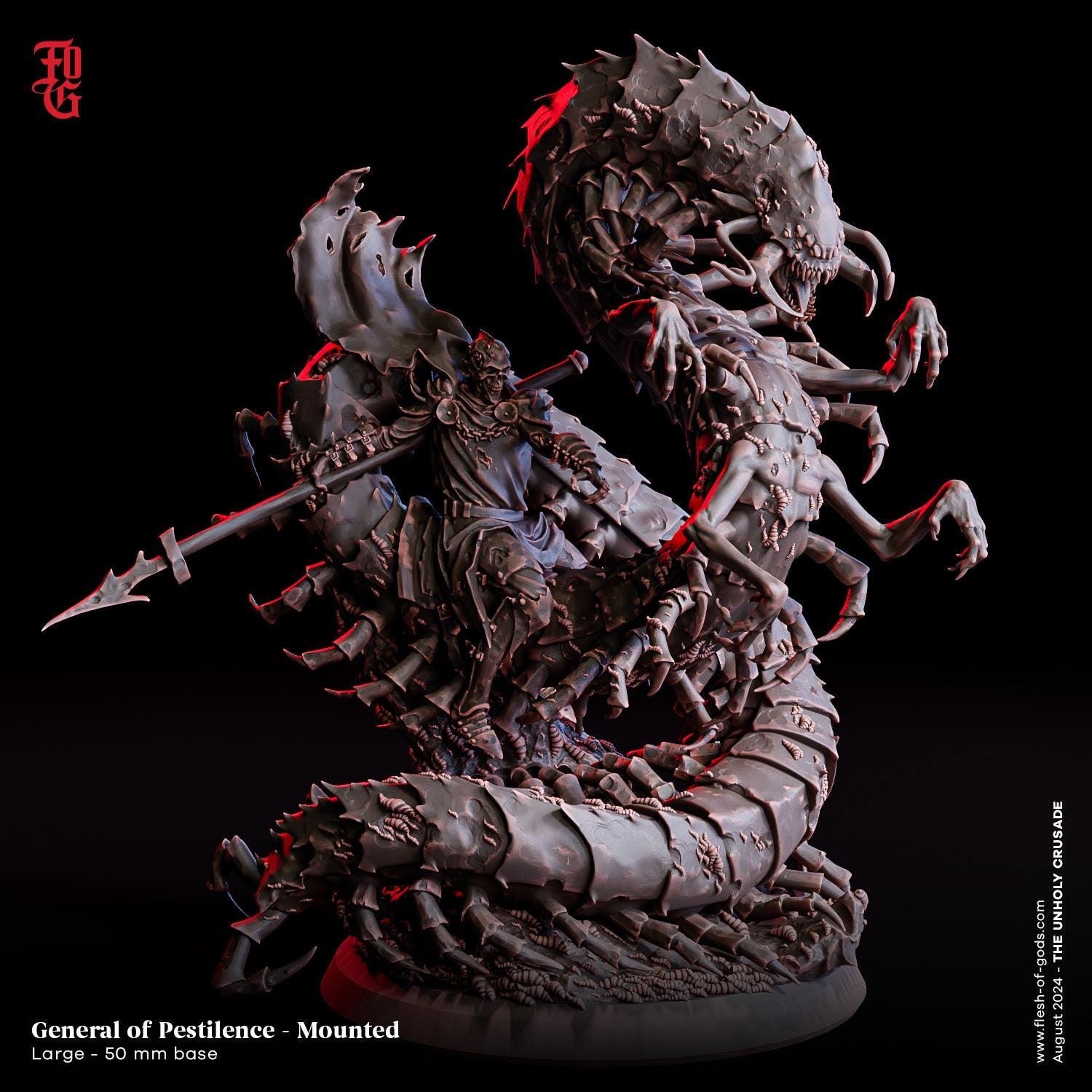 Worm Mounted General of Pestilence Miniature Medium Undead Skeleton ...