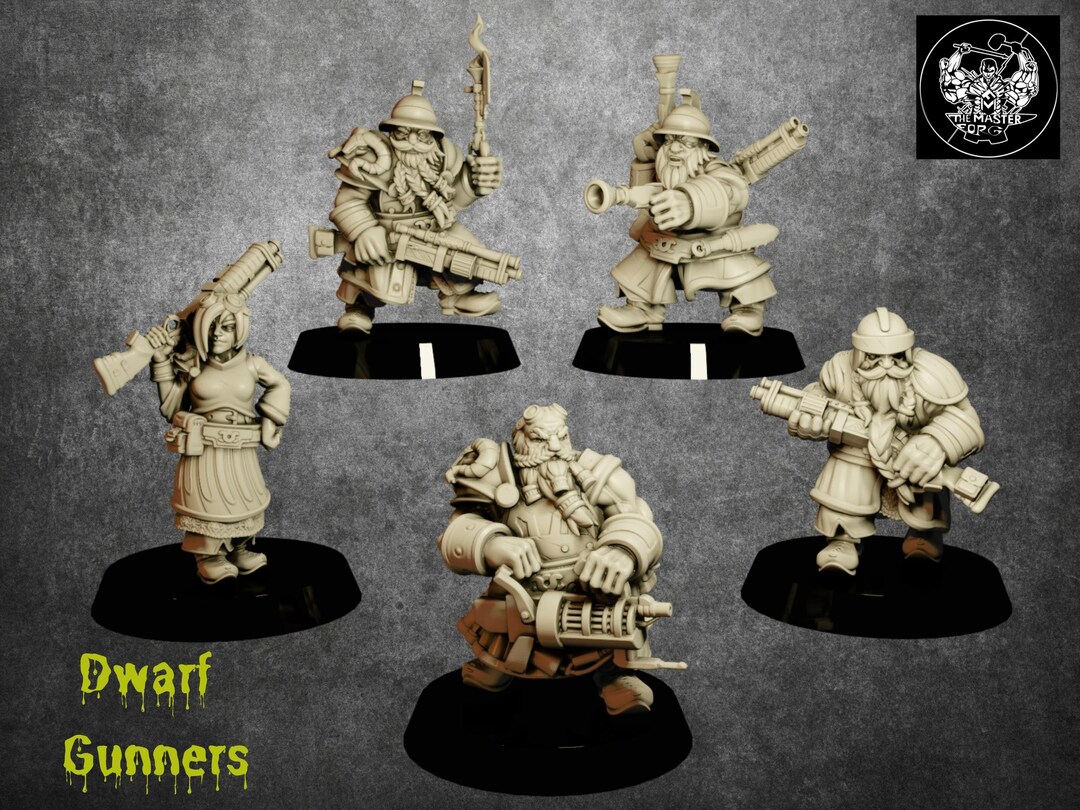 Dwarf Gunner Miniature Dnd Dwarf Army 32mm Scale Tabletop - Etsy