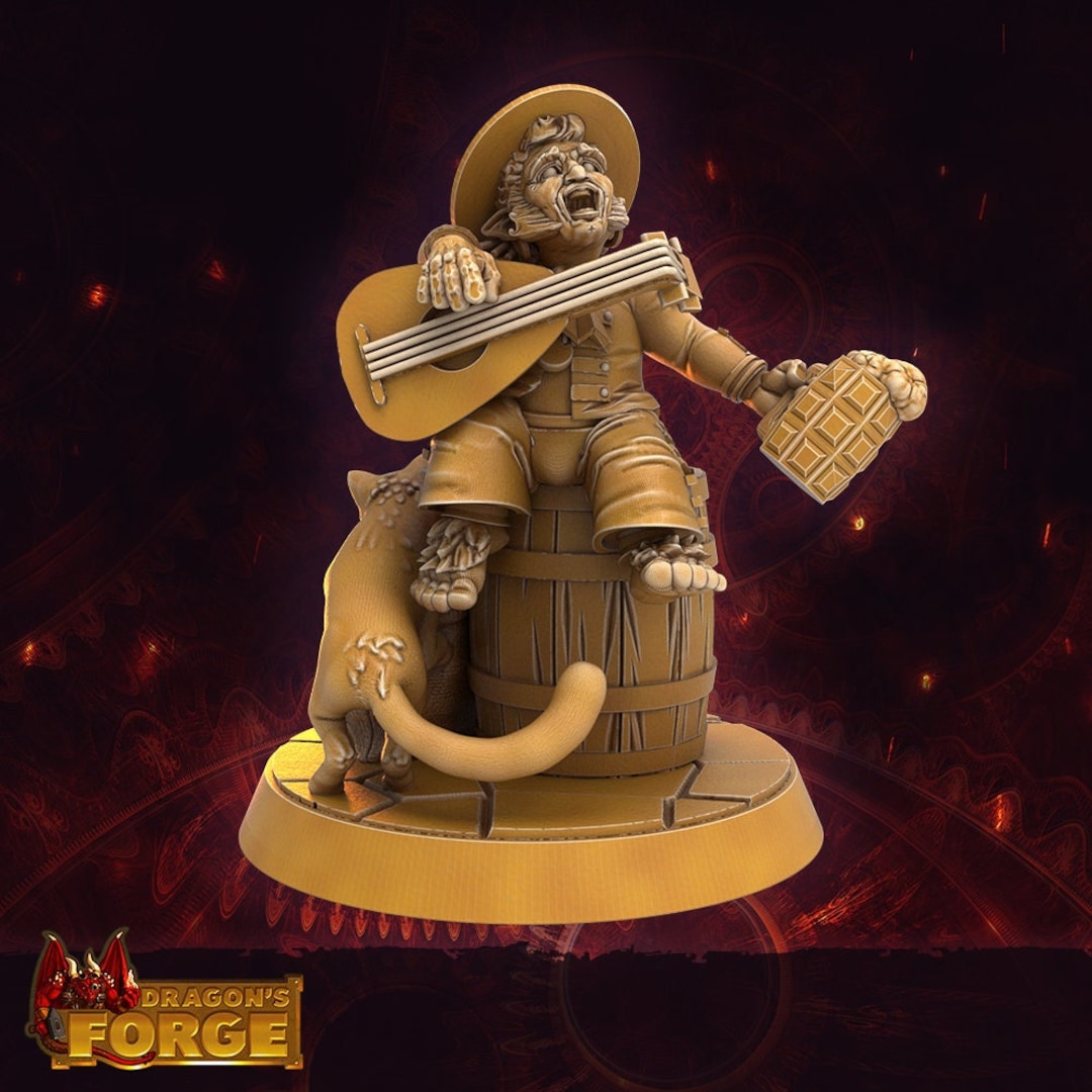 Male Bard Halfling Miniature - 9 Poses - 32mm Scale Tabletop Gaming Dnd ...