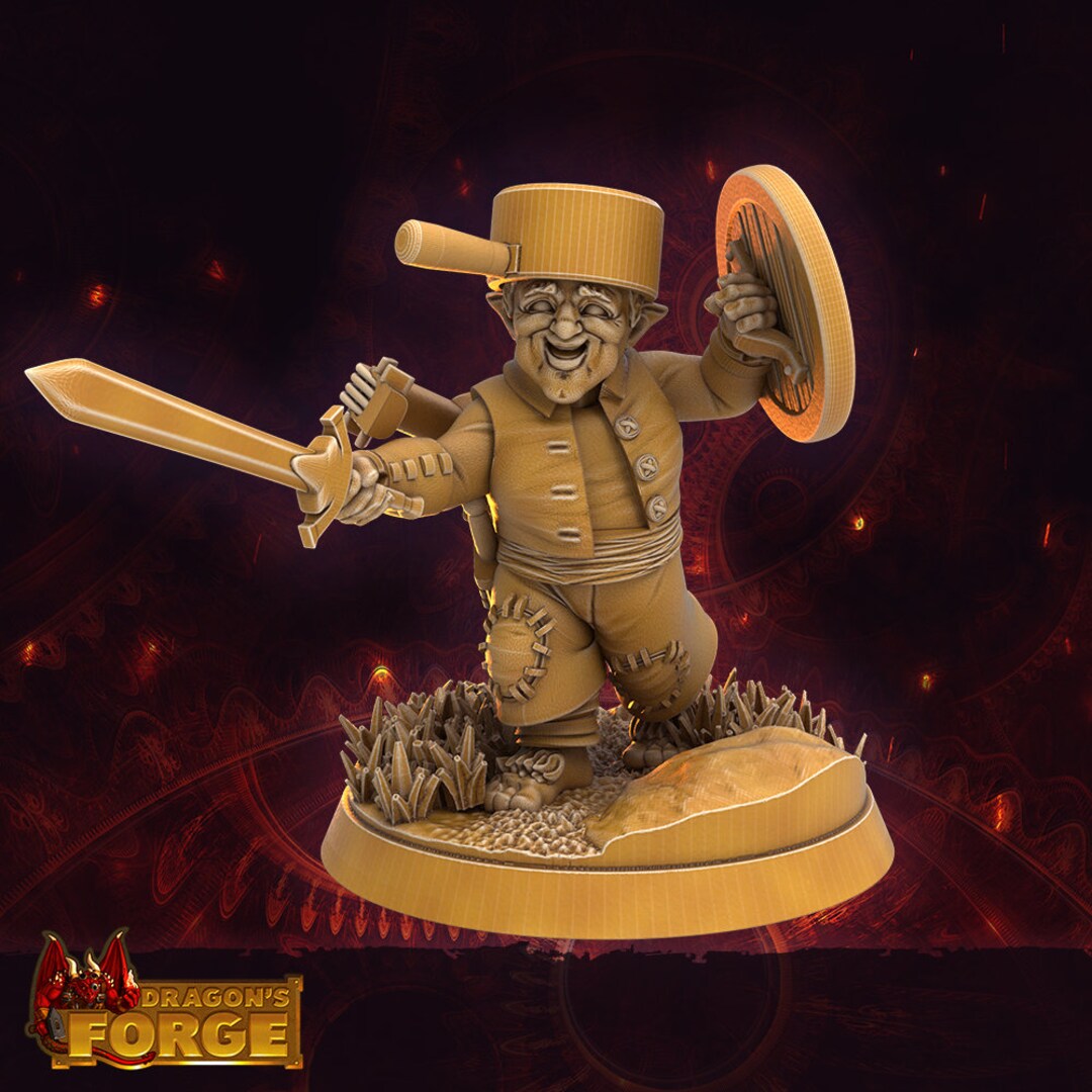 Male Halfling Miniature With Pan 8 Poses 32mm Scale Tabletop Gaming Dnd ...