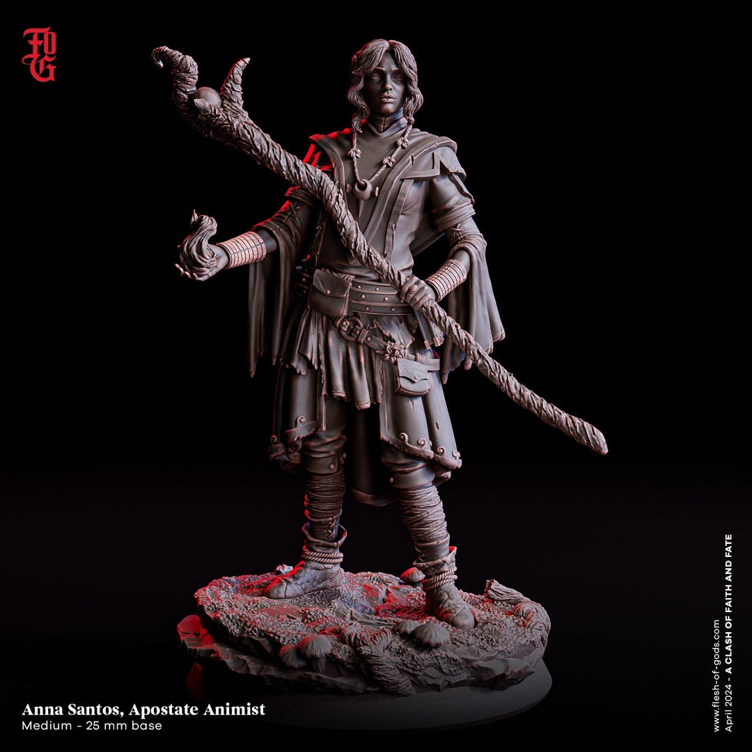 Dnd Female Human Druid Miniature Animistic Priestess Healer | 32mm ...