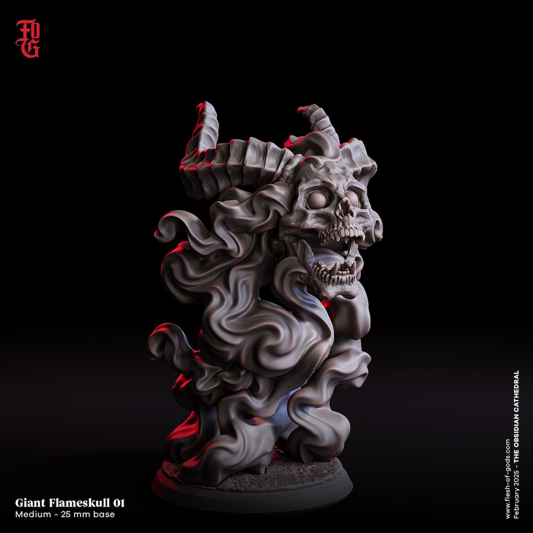 Giant Flameskull Monster Miniature Undead Souls Skull Skeleton Figure ...