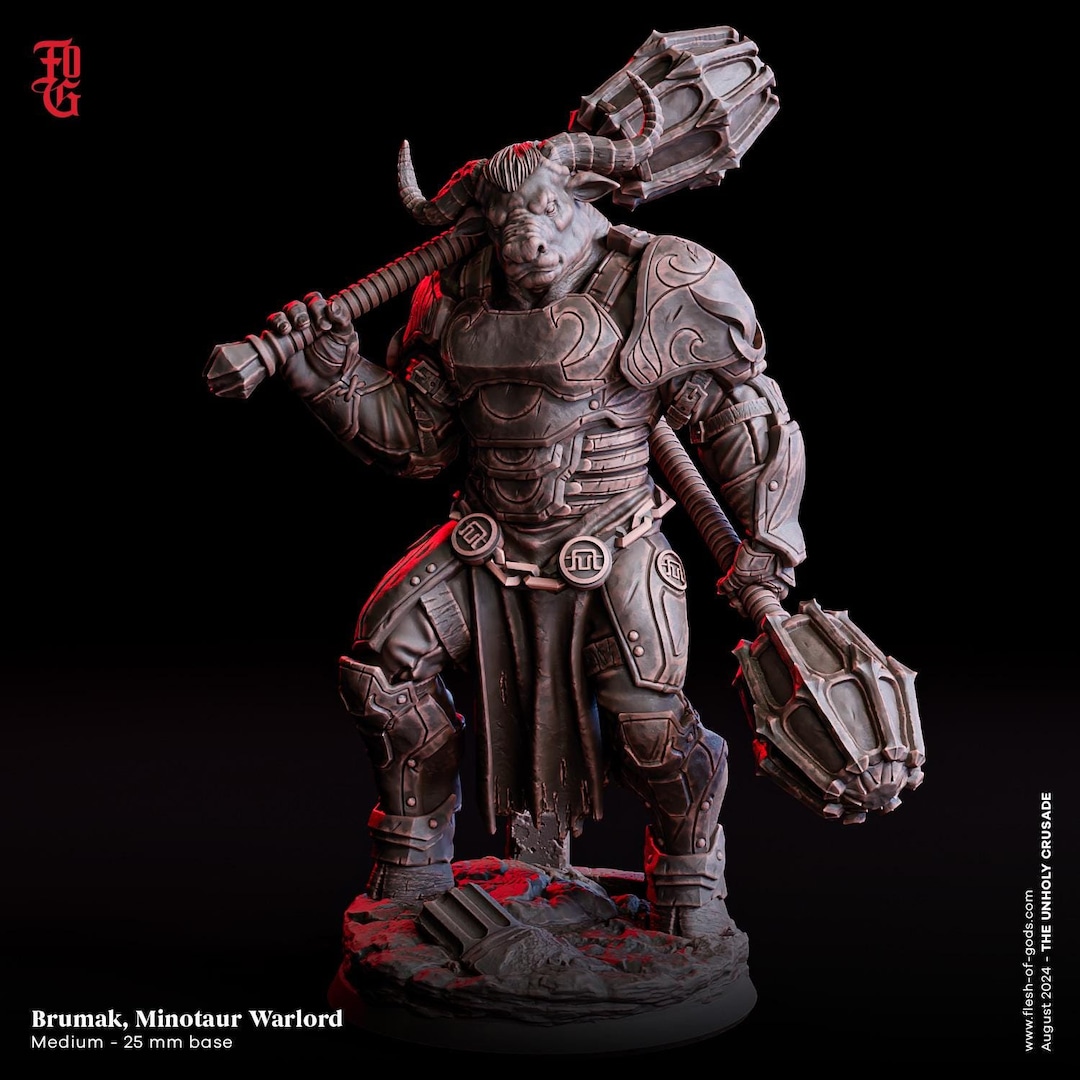 Dnd Minotaur Warlord Miniature Minotaur Fighter Figurine Monster ...
