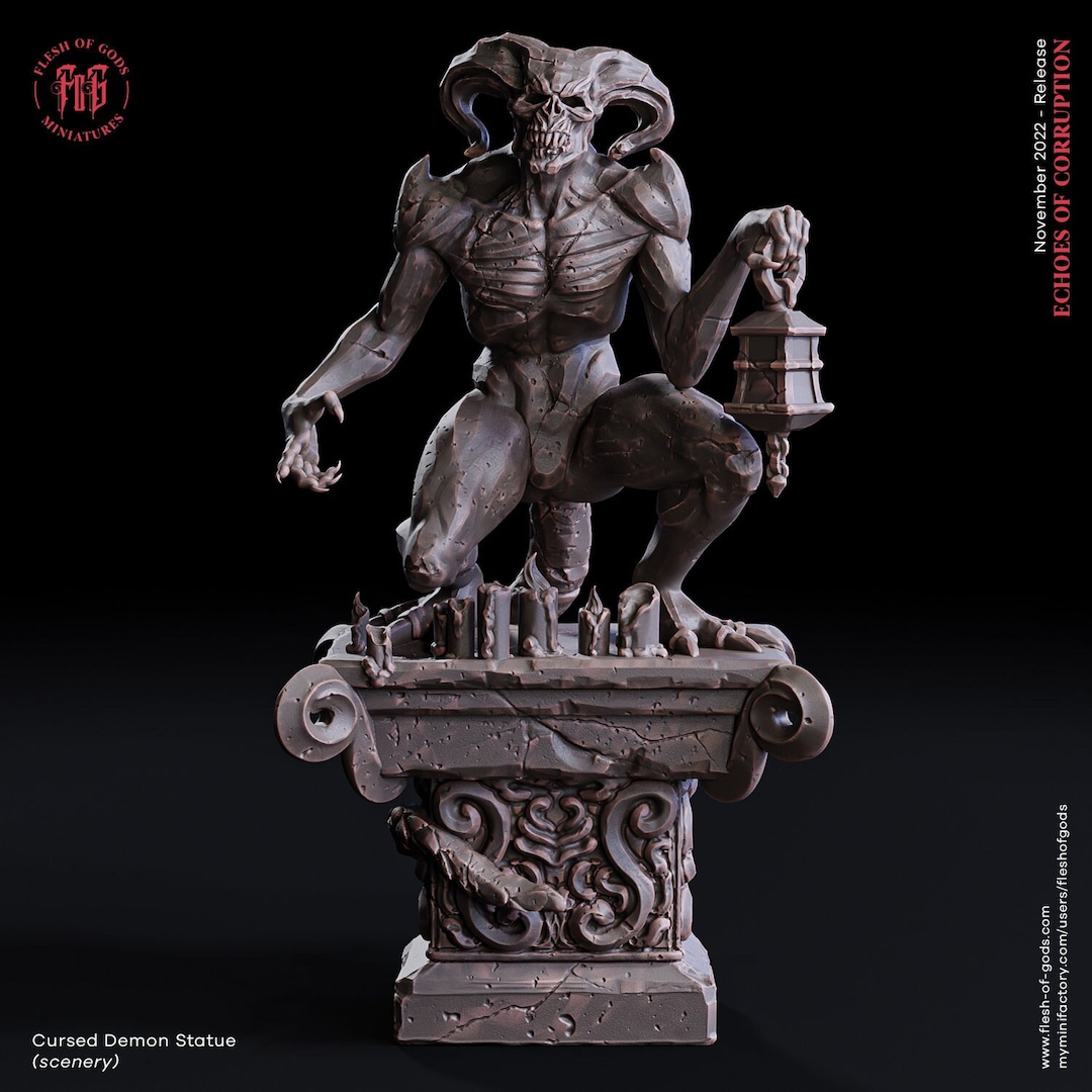 Demon Statue Terrain Miniature Dnd Cemetary Terrain | Dnd Miniature ...