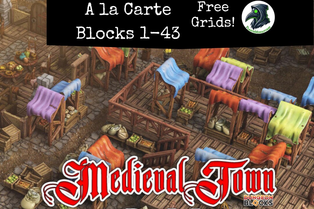 Dungeon Blocks Medieval Town Tiles 1-43 Versatile Modular Terrain for ...