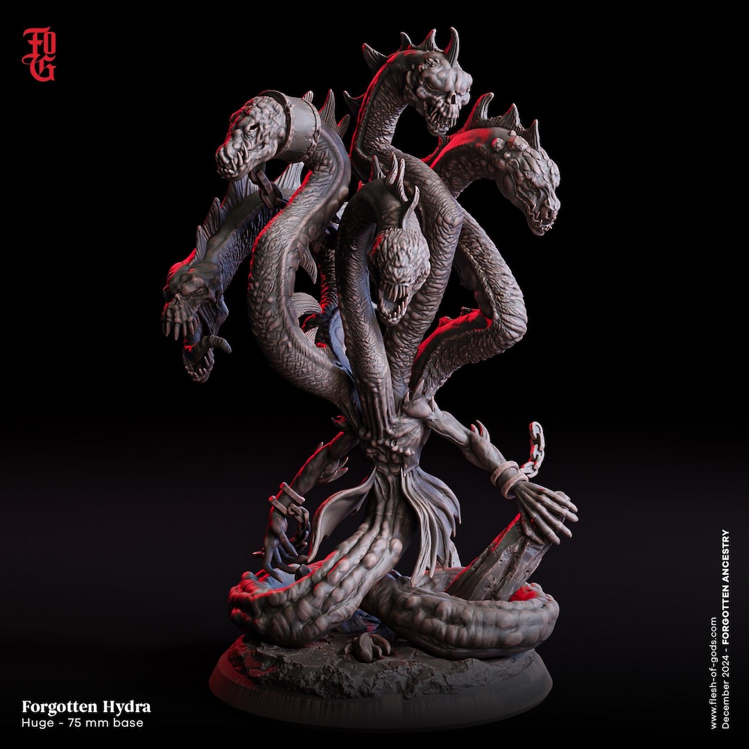 Forgotten Hydra Monster Miniature Aquatic Figurine Serpent Monster ...