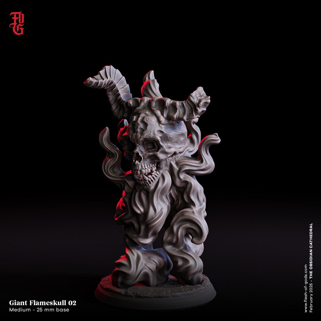 Skeleton Monster Miniature Giant Flameskull Undead Souls Skull Figure ...