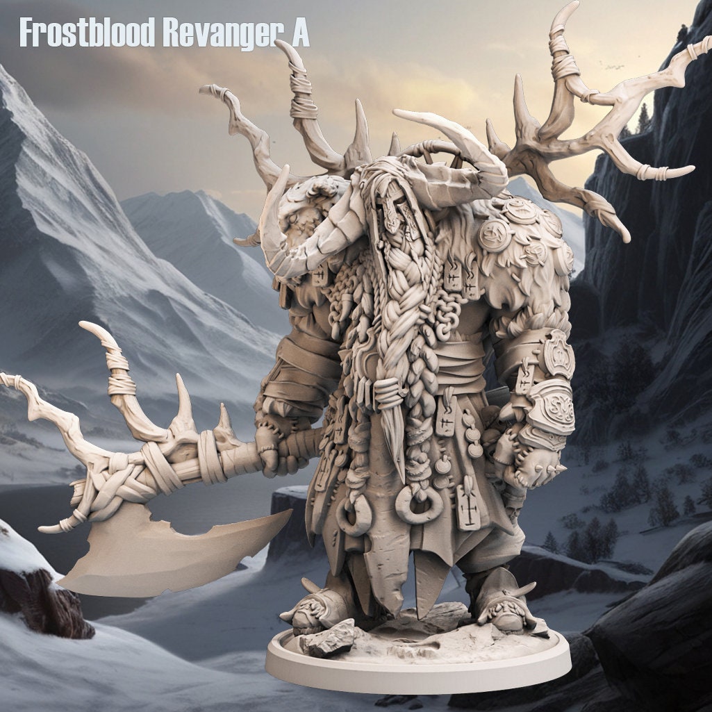 Horned Yak Warrior Miniature Dnd Miniature | 32mm Scale Tabletop Gaming ...